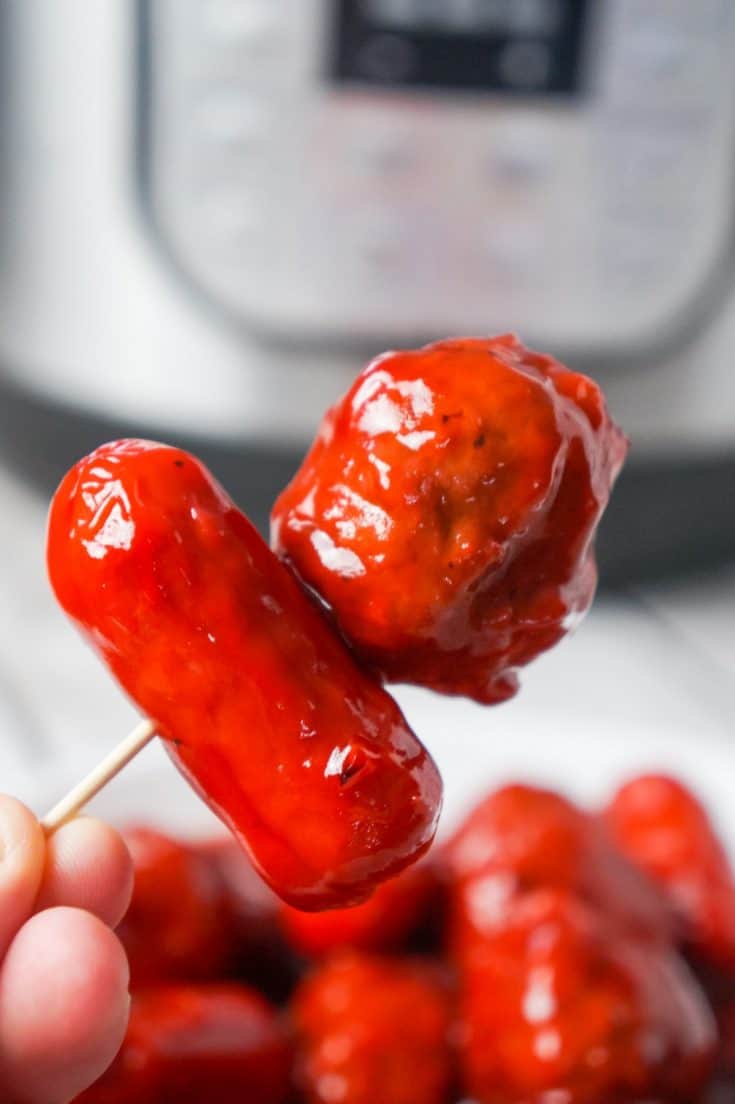 Instant Pot Cherry BBQ Meatballs and Cocktail Wieners - THIS IS NOT ...
