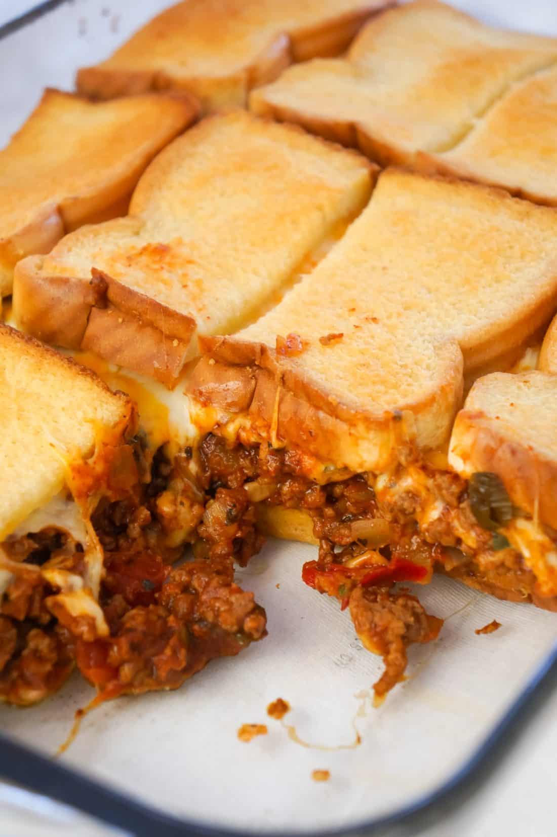 Sloppy Joe Grilled Cheese Casserole - THIS IS NOT DIET FOOD