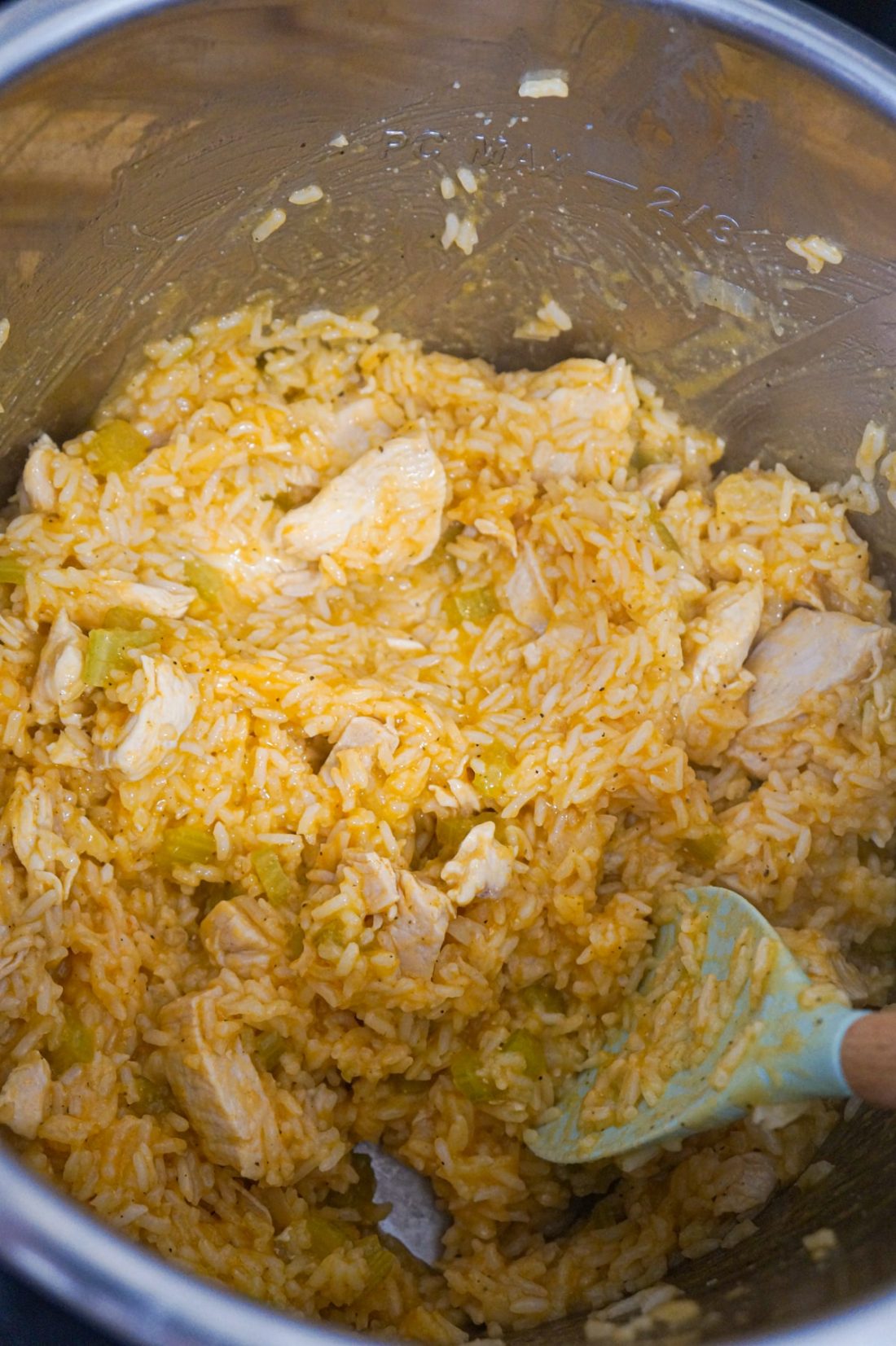 Instant Pot Cheesy Buffalo Chicken and Rice - THIS IS NOT DIET FOOD