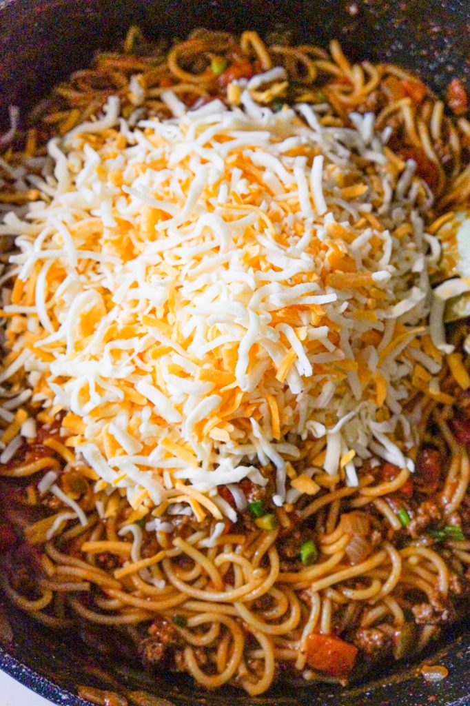 Cheesy Taco Spaghetti - THIS IS NOT DIET FOOD
