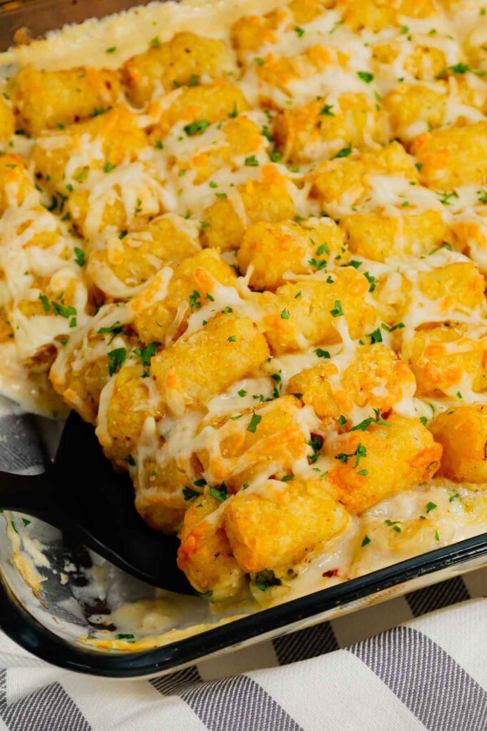Chicken Alfredo Tater Tot Casserole - THIS IS NOT DIET FOOD