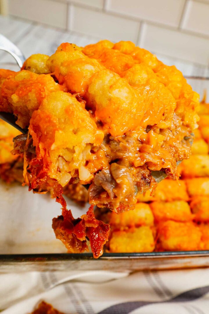 Roast Beef and Cheddar Tater Tot Casserole - THIS IS NOT DIET FOOD