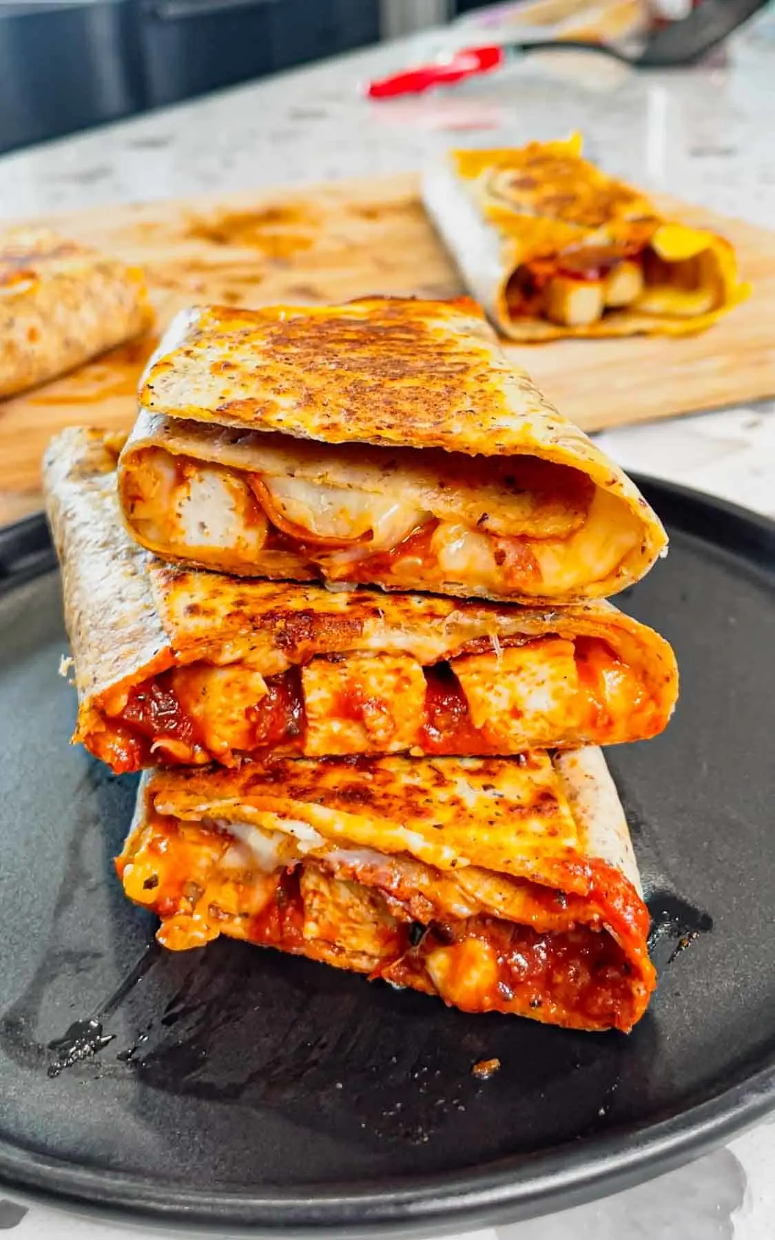 Chicken and Pepperoni Pizza Melts - High Protein - THIS IS NOT DIET FOOD
