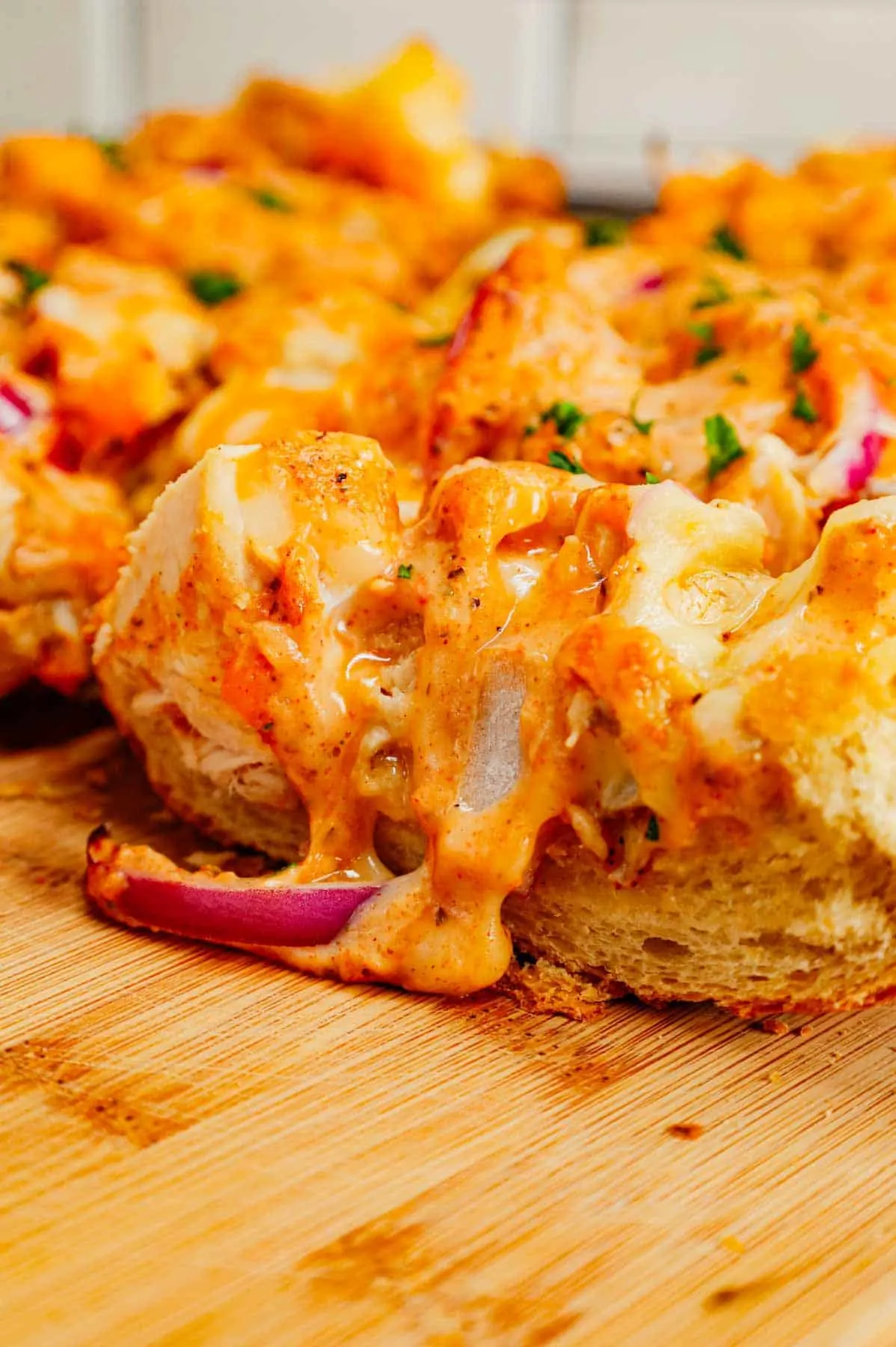 Cajun Chicken Alfredo Garlic Bread - THIS IS NOT DIET FOOD