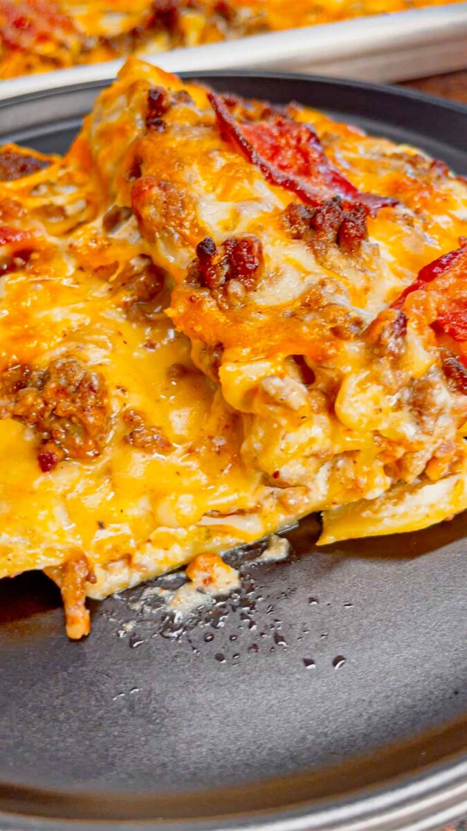 Bacon Cheeseburger Sheet Pan Lasagna - THIS IS NOT DIET FOOD