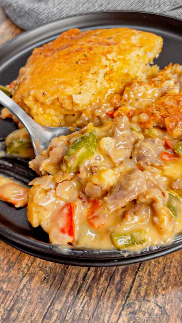 Cheddar Bay Philly Cheese Steak Cobbler - THIS IS NOT DIET FOOD