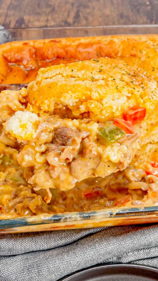 Cheddar Bay Philly Cheese Steak Cobbler - THIS IS NOT DIET FOOD