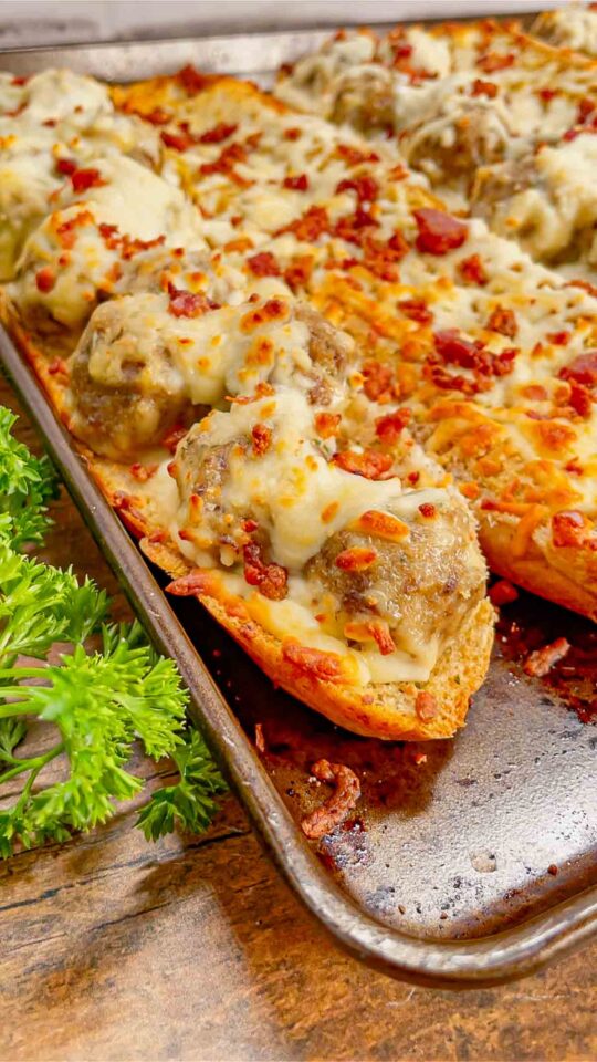 Garlic Bread Alfredo Meatball Subs - THIS IS NOT DIET FOOD