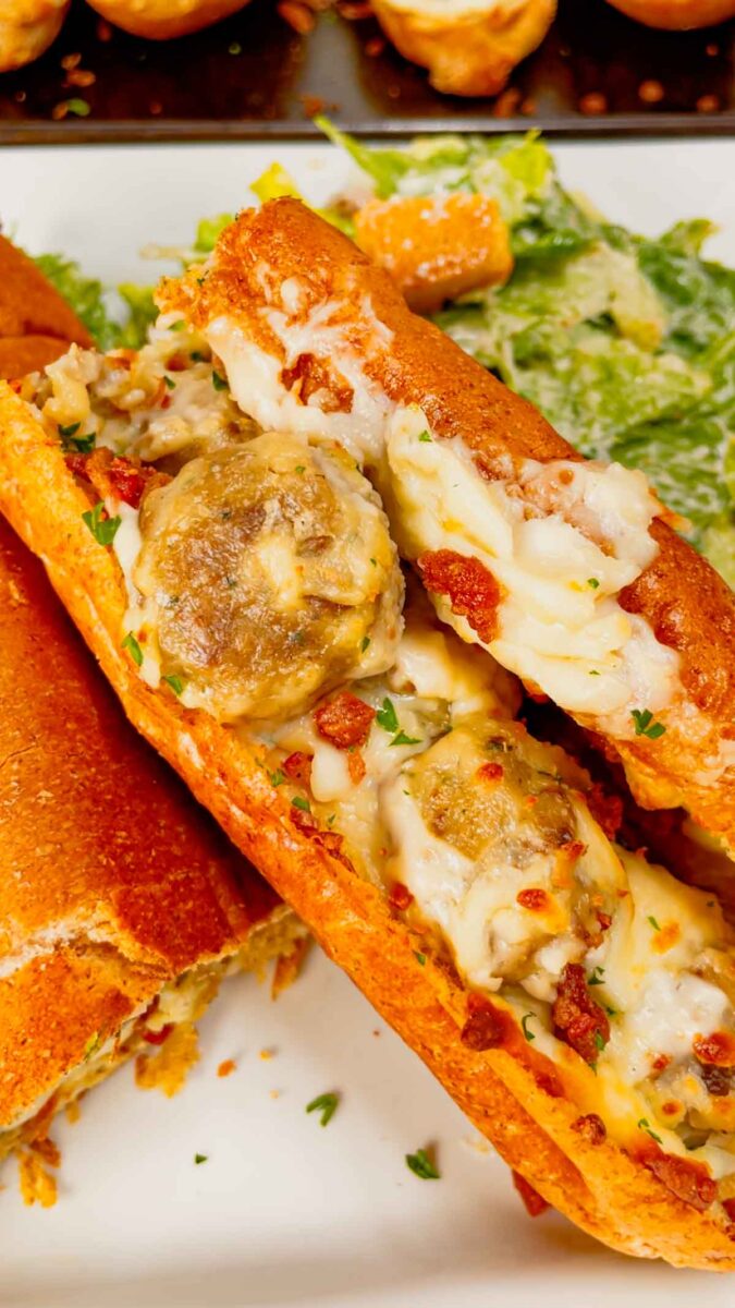Garlic Bread Alfredo Meatball Subs - THIS IS NOT DIET FOOD