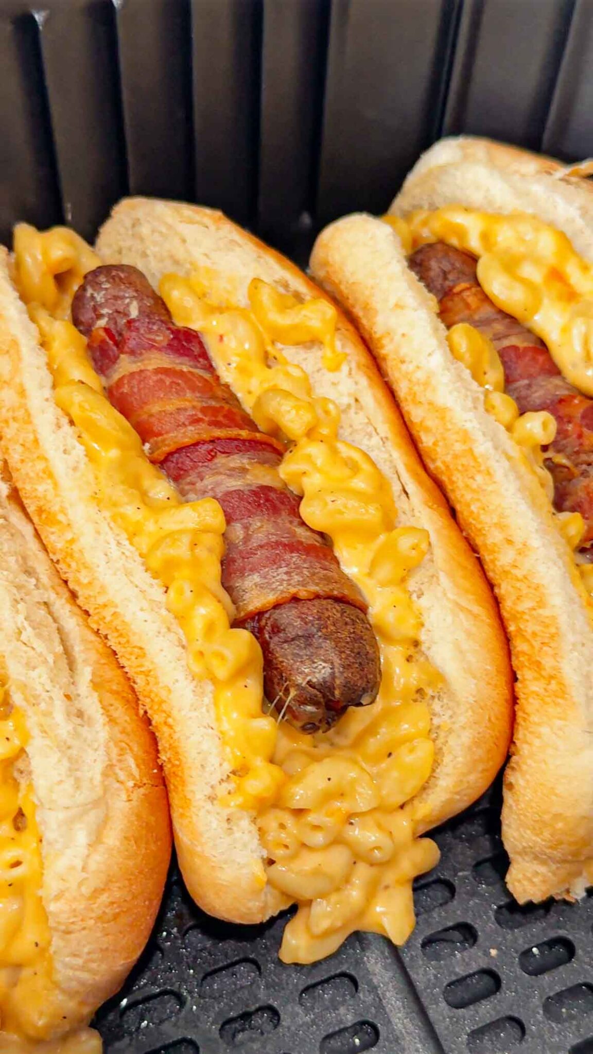 Air Fryer Bacon Wrapped Mac and Cheese Dogs - THIS IS NOT DIET FOOD