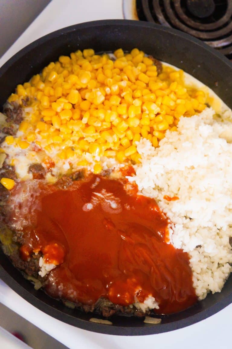 Cheesy Tomato Ground Beef and Rice - THIS IS NOT DIET FOOD