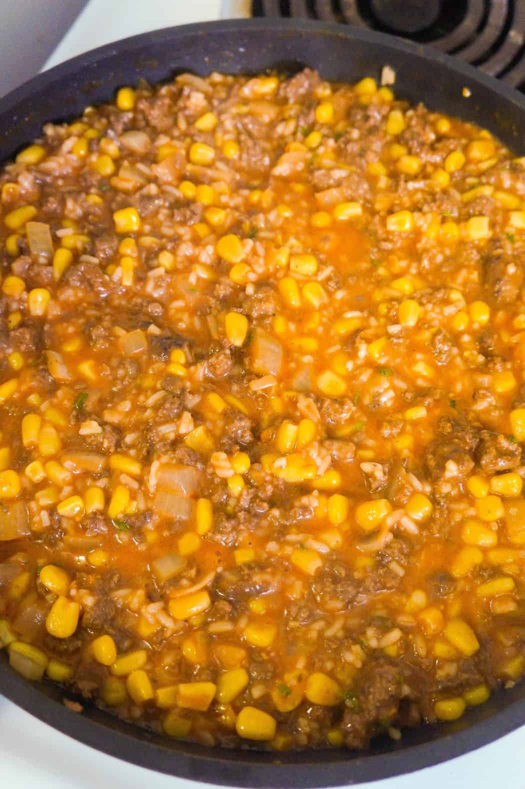 Cheesy Tomato Ground Beef and Rice - THIS IS NOT DIET FOOD